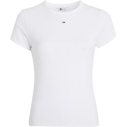 Tommy Jeans T-Shirt, tailliert, Logo-Stickerei, für Damen, weiß, L