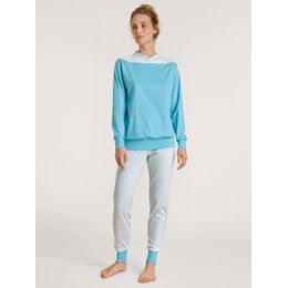 Calida Soulmate Schlafanzug, Wickel-Ausschnitt, für Damen, blau, M