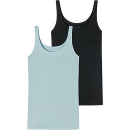 Schiesser 95/5 Organic Unterhemd, 2er-Pack, breite Träger, für Damen, schwarz, 44