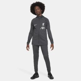 Liverpool FC Strike Nike Dri-FIT-Fußball-Trainingsanzug aus Strickmaterial mit Kapuze für ältere Kinder - Grau