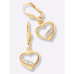 Paar Ohrhänger Lady Ohrringe Gr. Diamanten, silberfarben (silber vergoldet 925) Damen Ohrhänger
