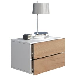 Vcm Holz Wandschublade Nachtschrank Wandboard Schublade Konsole Nachttisch Usal L 45 cm (Farbe: Weiß / Honig-Eiche)