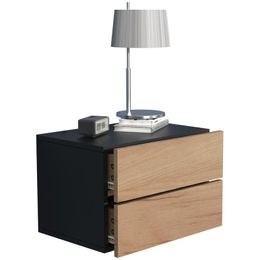 Vcm Holz Wandschublade Nachtschrank Wandboard Schublade Konsole Nachttisch Usal L 45 cm (Farbe: Schwarz / Honig-Eiche)