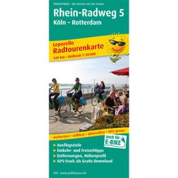 PublicPress Leporello Radtourenkarte Rhein-Radweg 5 Köln - Rotterdam.Tl.5, Karte (im Sinne von Landkarte)