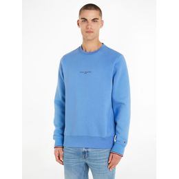 Sweatshirt Tommy Hilfiger "TOMMY LOGO TIPPED CREWNECK" Gr. L, blau (blue spell) Herren Sweatshirts