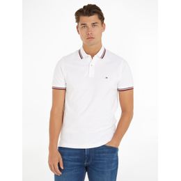 Poloshirt Tommy Hilfiger "TOMMY TIPPED SLIM POLO" Gr. M (48/50), weiß (white) Herren Shirts Kurzarm