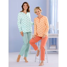 wäschepur Schlafanzug WÄSCHEPUR Gr. 44/46, bunt (kalkmint, papaya) Damen Homewear-Sets Pyjamas