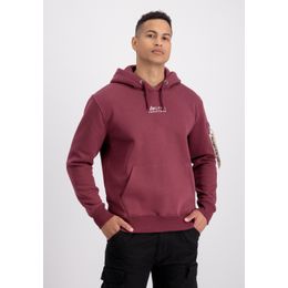 Hoodie Alpha Industries "ALPHA Men - Hoodies Organics EMB Hoody" Gr. L, rot (organic burgundy) Herren Sweatshirts