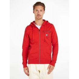 Kapuzensweatjacke Tommy Hilfiger "WCC ARCHED VARSITY ZIP THRU" Gr. XL, rot (fierce red) Herren Sweatjacken