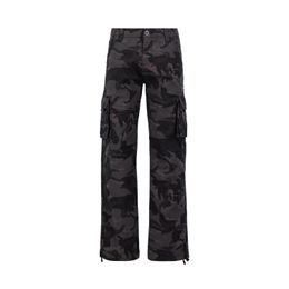 Cargohose Alpha Industries "ALPHA Men - Cargo Pants Jet Pant Camo" Gr. 34, Normalgrößen, schwarz (black camo) Herren Hosen Cargohosen