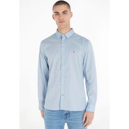 Langarmhemd Tommy Hilfiger "LA-Hemd Flex Poplin" Gr. XL, N-Gr, blau (hellblau) Herren Hemden Langarm