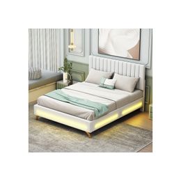 REDOM Polsterbett Doppelbett mit LED-Leuchten und Lattenrost