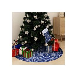 vidaXL Weihnachtsbaumdecke Luxus-Weihnachtsbaumdecke mit Socke Blau 90 cm Stoff