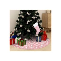 vidaXL Weihnachtsbaumdecke Luxus-Weihnachtsbaumdecke mit Socke Rosa 90 cm Stoff