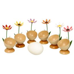 Tischkartenhalter Tischdekoration 6 Eierbecher mit Blumen BxHxT 4
