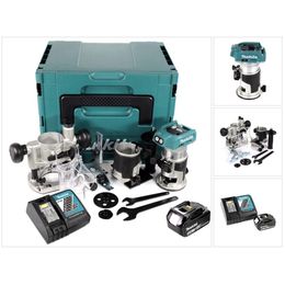 Makita Oberfräse DRT 50 RM1J X2 18 V Li-Ion Akku Brushless Multifunktionsfräse im Makp