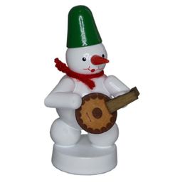 Volkskunst Zenker Schneemann Miniaturfigur Schneemann Musikant mit Laute BxHxT 4