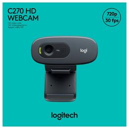 Logitech C270 HD 720p 1280x720 Pixel 30 FPS USB schwarz 960-001063 Webcam