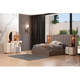 JVmoebel Schlafzimmer-Set Stilvolles Schlafzimmer Set Bett Schminktisch Holz 2x Nachttische