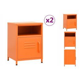 vidaXL Nachttisch Nachttische 2 Stk Orange 35x35x51 cm Stahl Nachtkonsole Nachtschrank