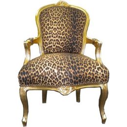 Casa Padrino Besucherstuhl Barock Salon Stuhl Leopard / Gold