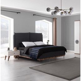 JVmoebel Bett Graues Schlafzimmer Bett Designer Möbel Luxus Holzgestell (1-tlg.