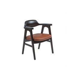 JVmoebel Armlehnstuhl Esszimmer Stuhl mit Armlehnen Schwarz Holzstuhl Möbel Design Sitz (1 St)
