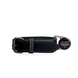 Spotted! Pro Hunde-Halsband Lederhalsband Schwarz 2