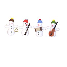 Volkskunst Zenker Sammelfigur Weihnachtsdekoration Schneemann Quartett mit Instrumenten bunt BxHxT 5
