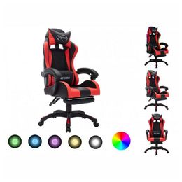 vidaXL Bürostuhl Gaming-Stuhl mit RGB LED-Leuchten Rot und Schwarz Kunstleder