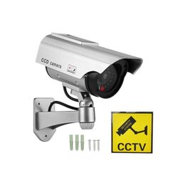 TronicXL Dummy Solar Kamera silber Außen Attrappe Kameraattrappe silber CCTV Überwachungskamera Attrappe (Blinkende LED
