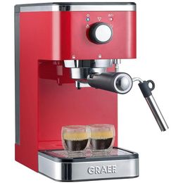 Graef ES 403 Salita Espressomaschine, Siebträger Espressoautomat mit Milchaufschäumdüse, 15 bar, Vorbrühfunktion, 1,25 Liter Wassertank, Edelstahl-Elemente, Rot ES403EU