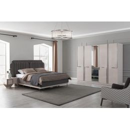 JVmoebel Schlafzimmer-Set Moderner Schlafzimmer Set Doppelbett Nachttisch Kleiderschrank