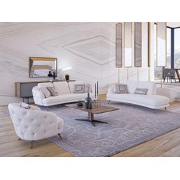 JVmoebel Wohnzimmer-Set Weiß Wohnzimmer Set 4tlg Modern 2x Dreisitzer Sofa Design Sessel