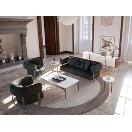 JVmoebel Wohnzimmer-Set Schwarz Polstermöbel Sofa Zweisitzer 2x Sessel Luxus Wohnzimmer