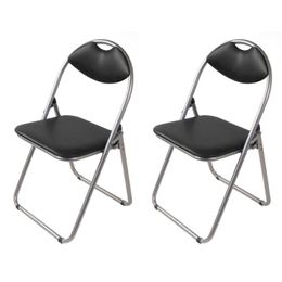 BURI Klappstuhl 2x Metall Klappstühle schwarz Gästestühle Stuhl Gäste Besucherstuhl