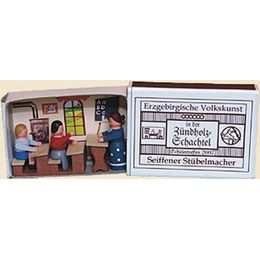 Stübelmacher Gunter Flath Weihnachtsfigur Miniaturzündholzschachtel Schule BxH 5x4 cm NEU