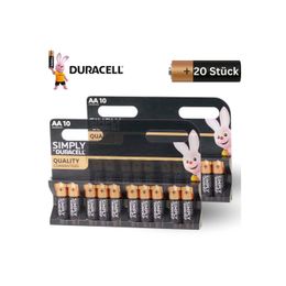 Duracell Simply 10 Pack + 10 Pack: 20x Mignon/AA/LR06 Batterie Batterie