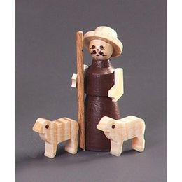 Spielwarenmacher Günther e.K. Weihnachtsfigur Miniaturfigur Schäfer mit Schafen natur Höhe=7cm NEU