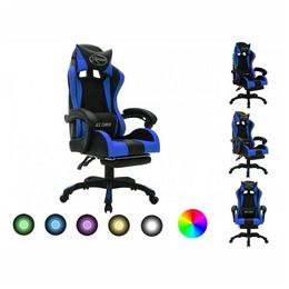 vidaXL Bürostuhl Gaming-Stuhl mit RGB LED-Leuchten Blau und Schwarz Kunstleder