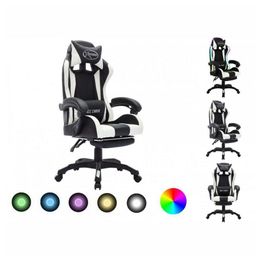 vidaXL Bürostuhl Gaming-Stuhl mit RGB LED-Leuchten Weiß und Schwarz Kunstleder