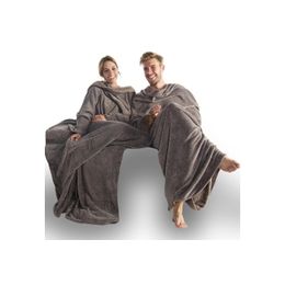 Wohndecke Calgary Kuscheldecke mit Ärmeln Sofa warm 150x180cm meliert braun