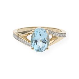 JuwelmaLux Fingerring JuwelmaLux Ring 585/000 (14 Karat) Gold mit Blautopas und Brillanten J (kein Set