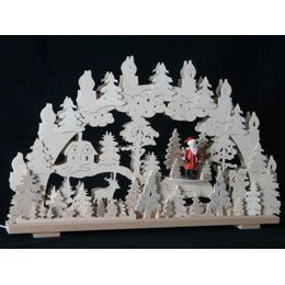 Lichterbogen Schwibbogen mit Weihnachtsmann im Wald und Beleuchtung BxHxT 70x43x7cm