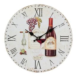 AMBIENTE HAUS Wanduhr Wanduhr -Wein 28cm, bunt