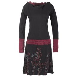 Vishes Jerseykleid Blumen Kleid mit Kapuze und geknüpftem Gürtel Ethno