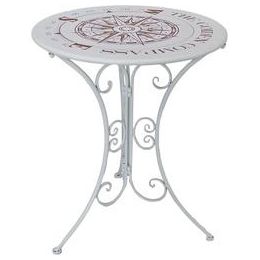 Kleiner Gartentisch Eisen Beistelltisch Balkontisch klein rund, weiß, Kompass Design, DxH 60x70 cm
