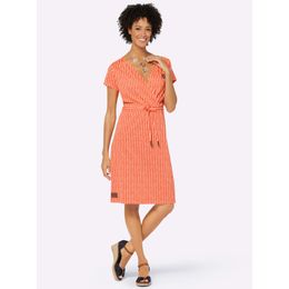 Jerseykleid Casual Looks "Jersey-Kleid" Gr. 54, Normalgrößen, orange (orange, ecru) Damen Kleider Freizeitkleider