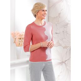 3/4 Arm-Pullover CLASSIC "Pullover" Gr. 42, pink (flamingo, ecru, gemustert) Damen Pullover