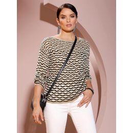 CRÉATION L Strickpullover CREATION L "Pullover" Gr. 46, beige (beige, ecru, geringelt) Damen Pullover